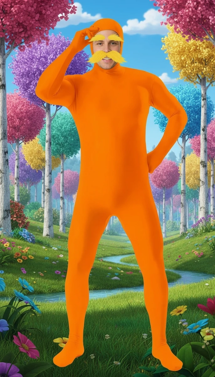 Orange Jumpsuit + Yellow Mustache & Eyebrows | Virtual Try-On & Shop